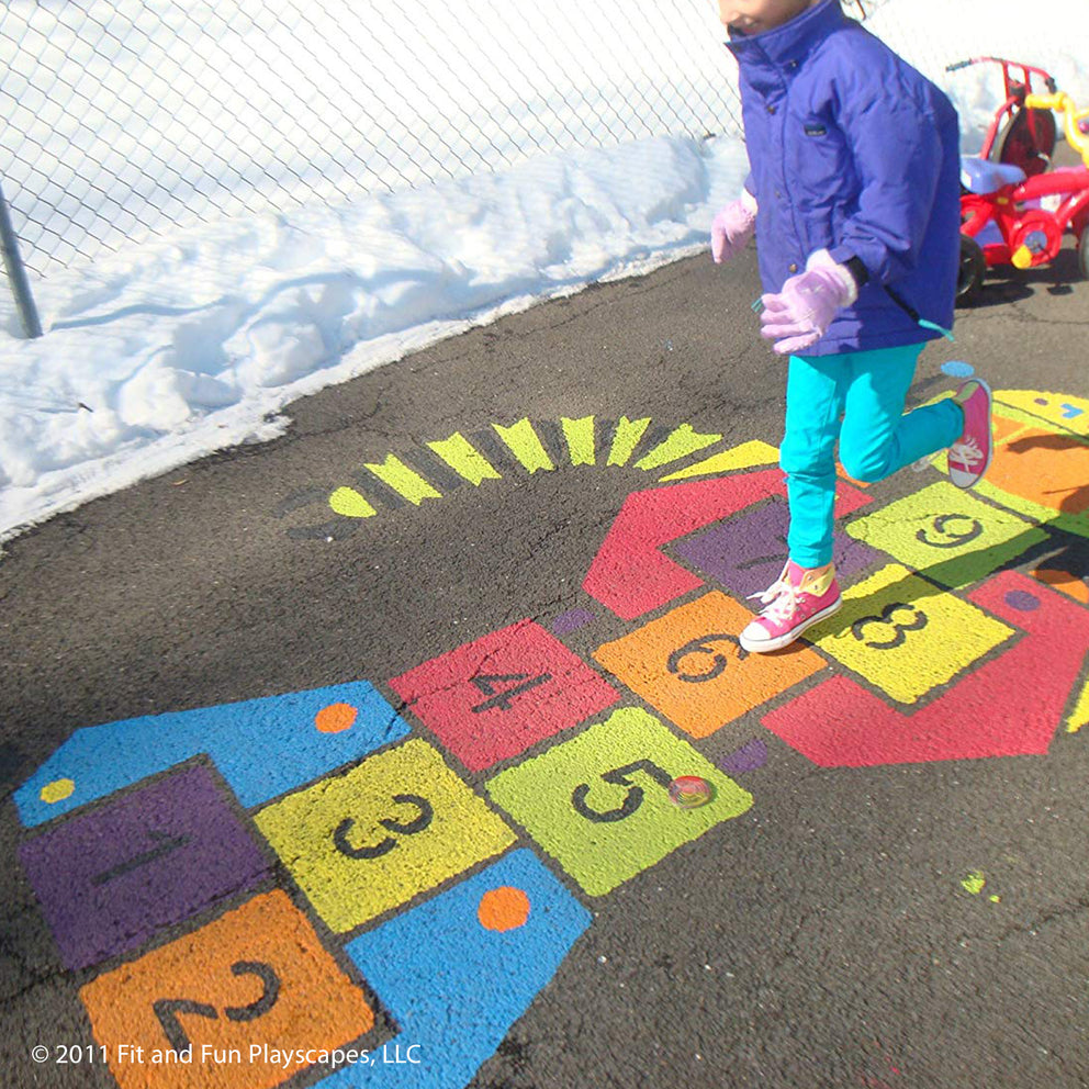 Robot Hopscotch® Reusable Playground Stencil – Fit and Fun Playscapes LLC